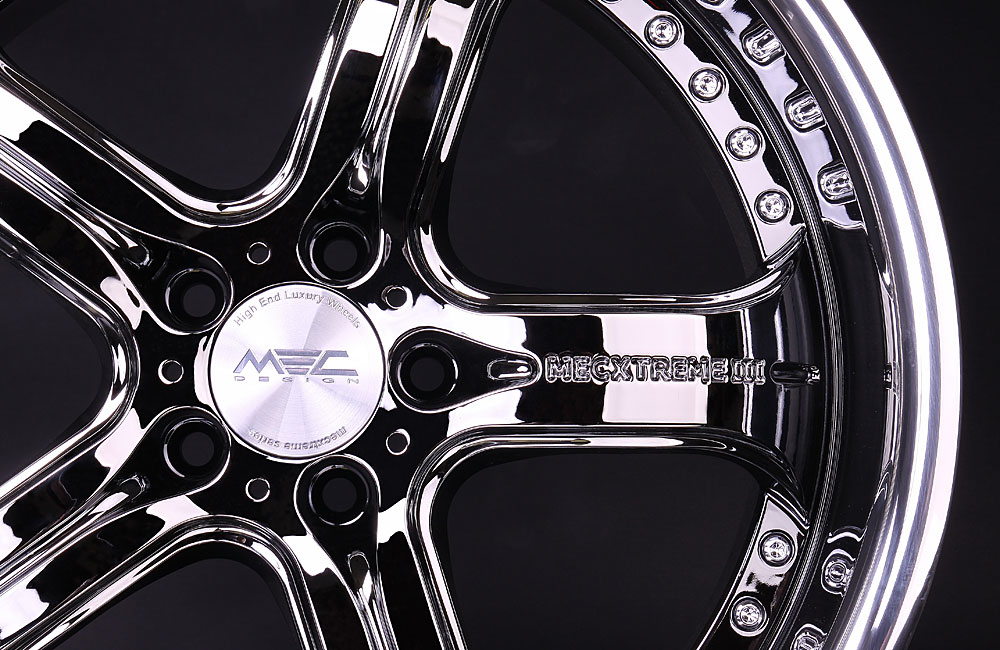 mecxtreme3 one piece wheel in Black Chrome with Stainless Steel Lip ...